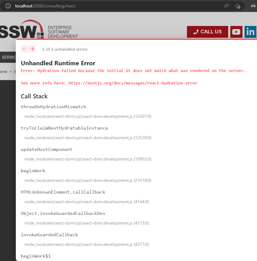🐛 Consulting Page - Fix hydration error · Issue #153 · SSWConsulting/SSW.Website-v3 · GitHub