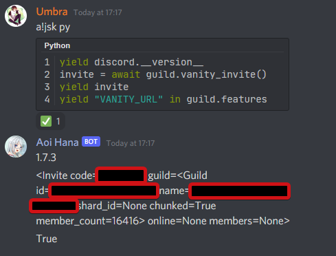 `guild.vanity_invite()` raises error even with correct permissions · Issue #7103 · Rapptz ...