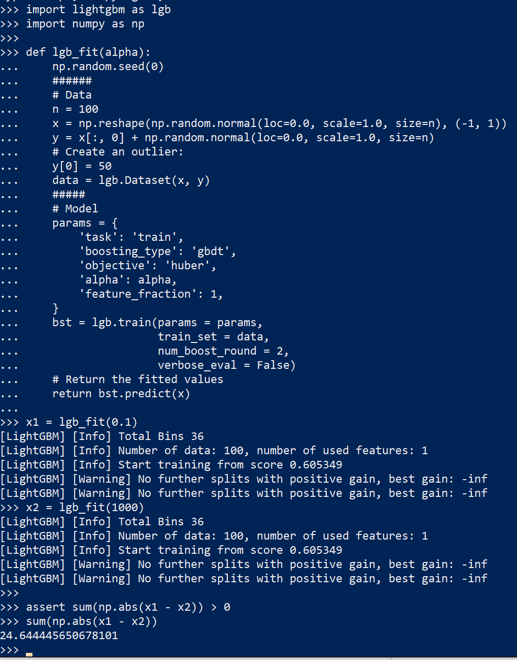 huber `alpha` not getting used as expected? · Issue #1403 · microsoft ...