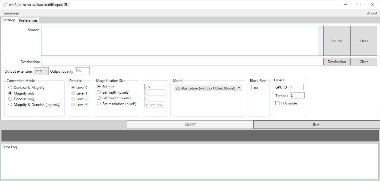 GitHub - flavw/waifu2x-GUI: Multilingual GUI for waifu2x-ncnn-vulkan and realesrgan-ncnn-vulkan ...