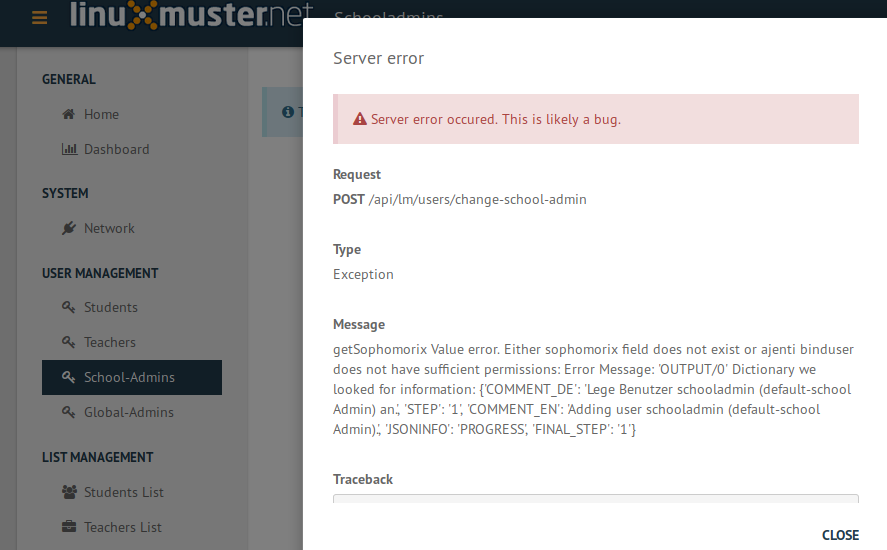 Can't define School-Admins · Issue #72 · linuxmuster/linuxmuster-webui7 · GitHub