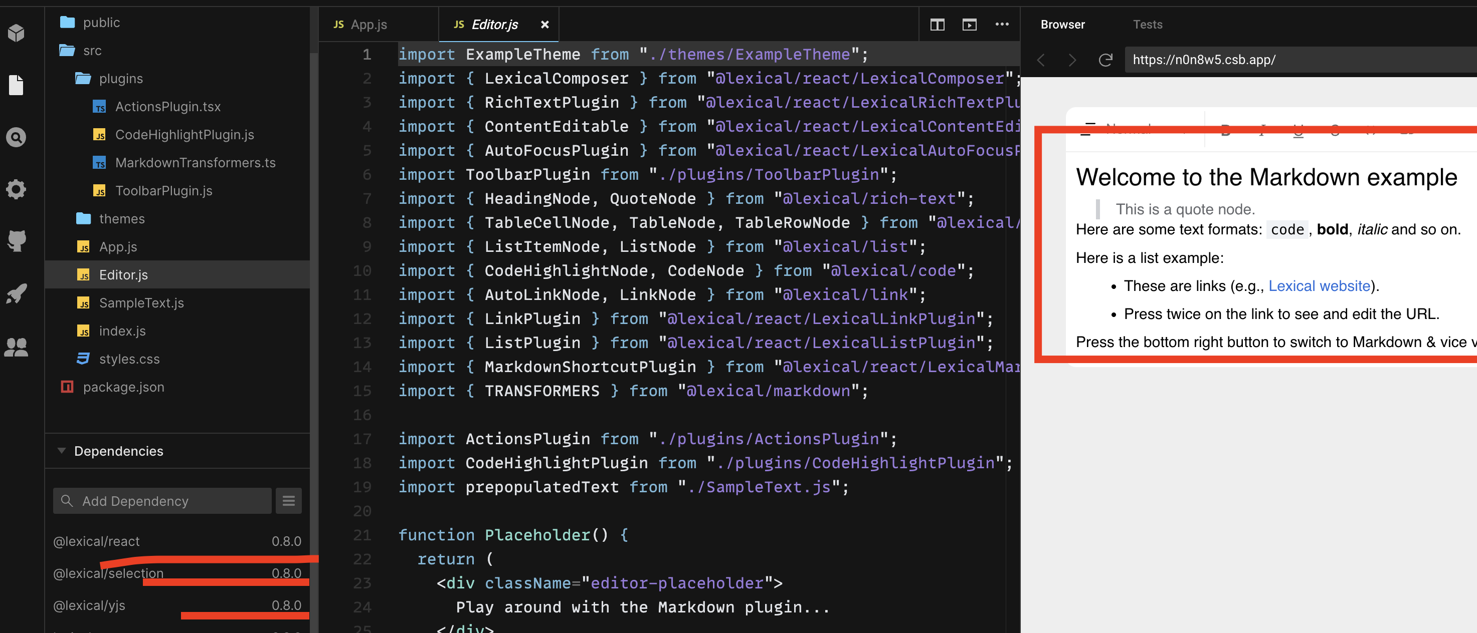 Bug: how to prepopulate text in editorconfig in lexical 0.8.0 · Issue ...