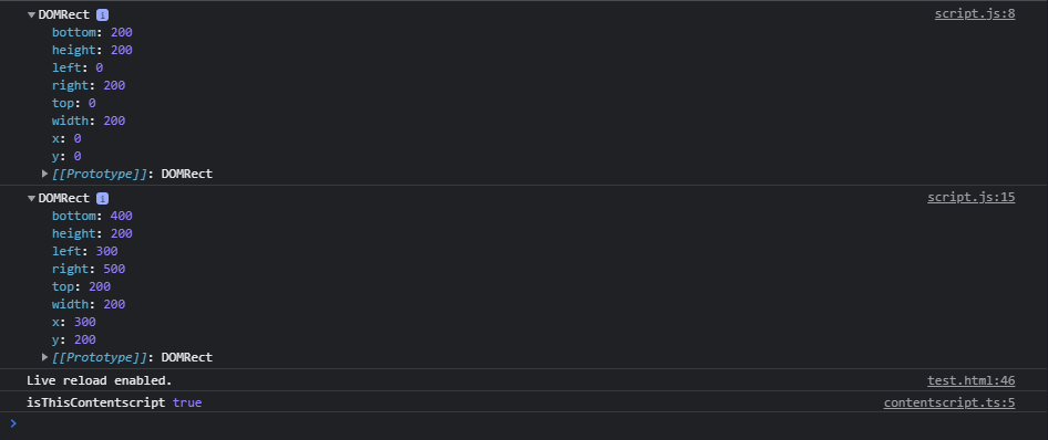 getBoundingClientRect returning 0 for all properties, but browser console returning correct ...