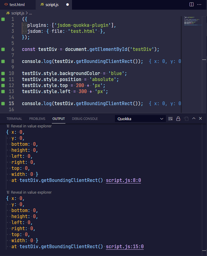 getBoundingClientRect returning 0 for all properties, but browser console returning correct ...