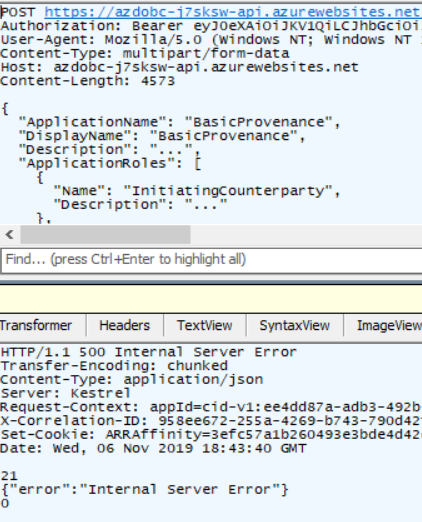 POST Application Error · Issue #212 · Azure-Samples/blockchain · GitHub