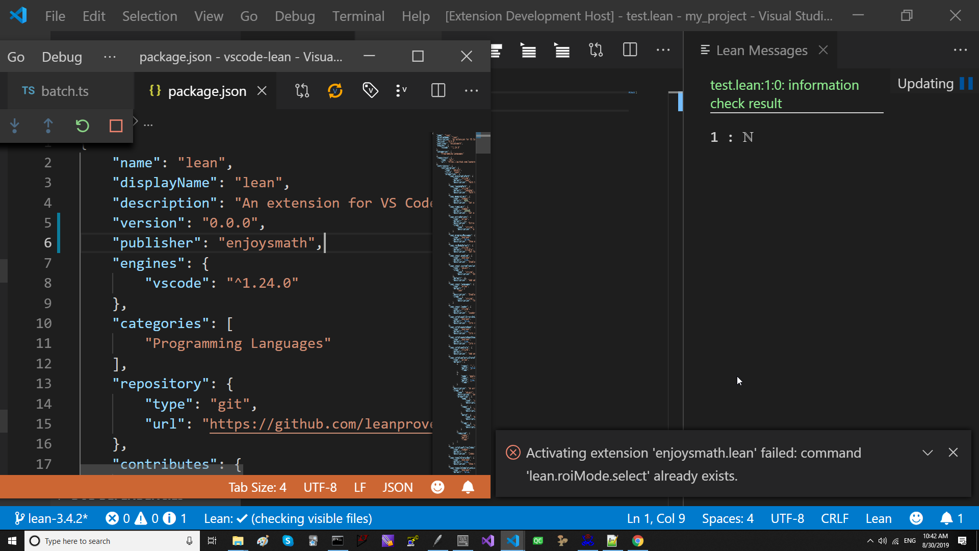 Forked vscode-lean. How do I change "publisher" without error running. · Issue #128 · leanprover ...