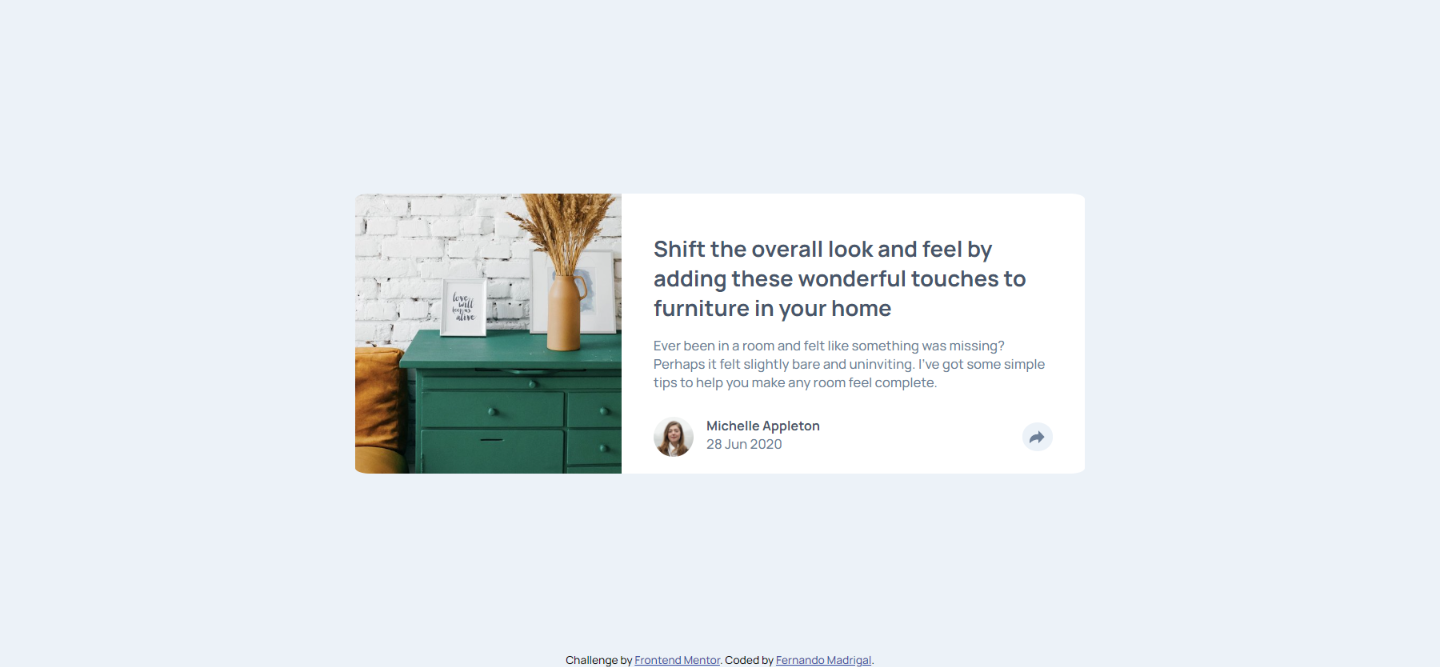Github Fernandomad Article Preview Component Frontend Mentor Project