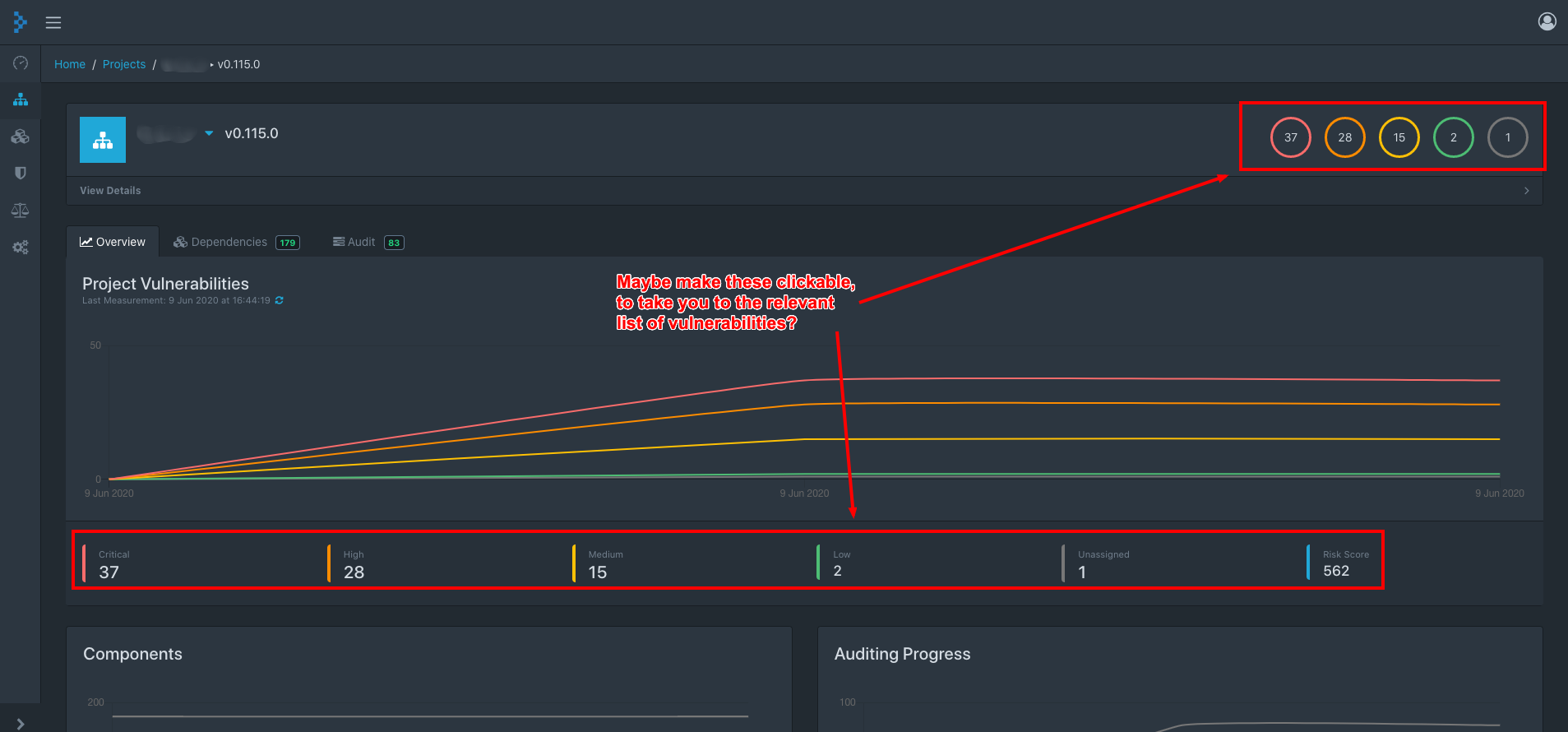 [Cosmetic] Can you make the vulnerability counts on the dashboard link to them? · Issue #698 ...