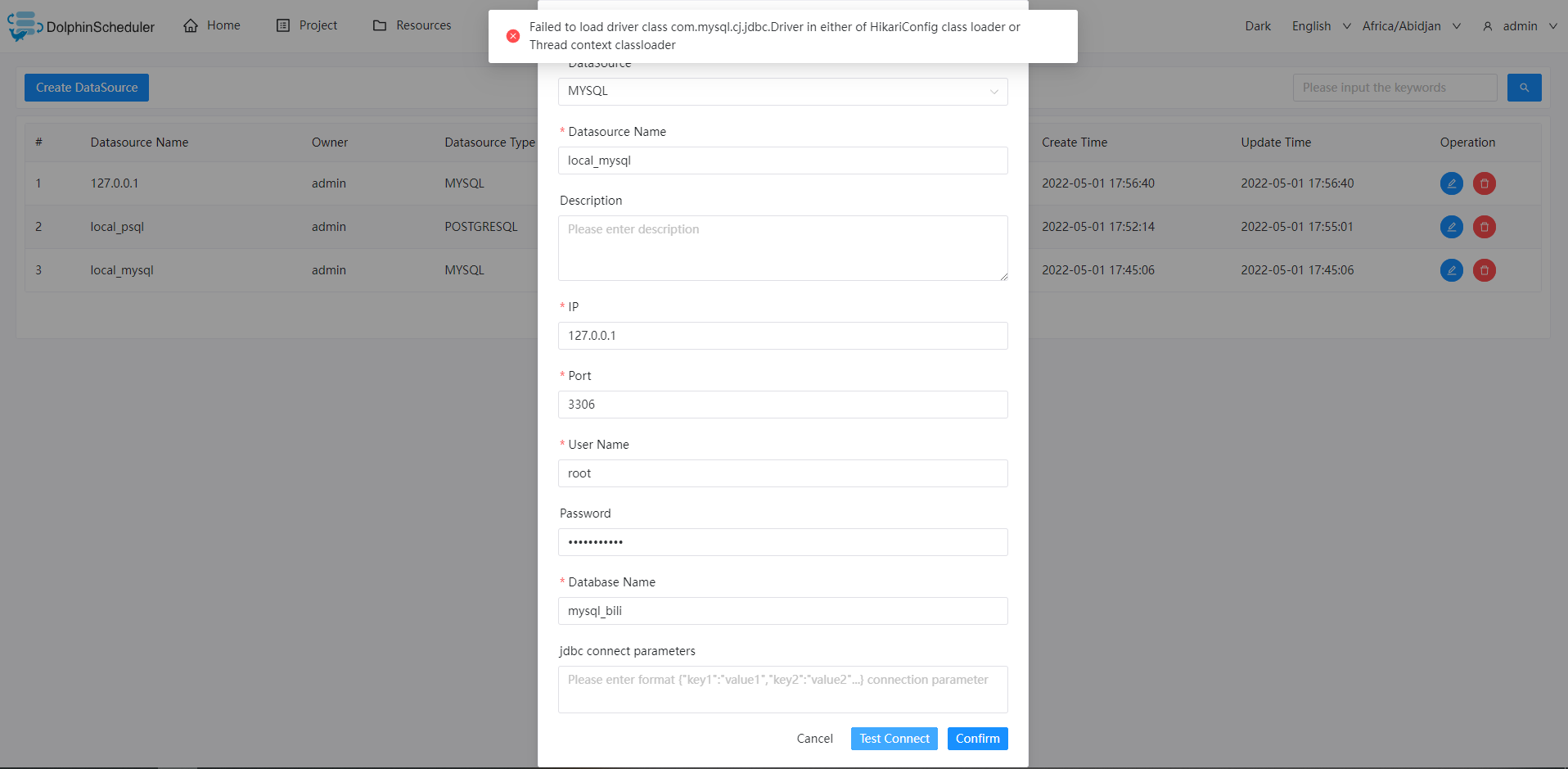 [Bug] [DEV][DataSource] can't create mysql datasource. connect failed · Issue #9860 · apache ...