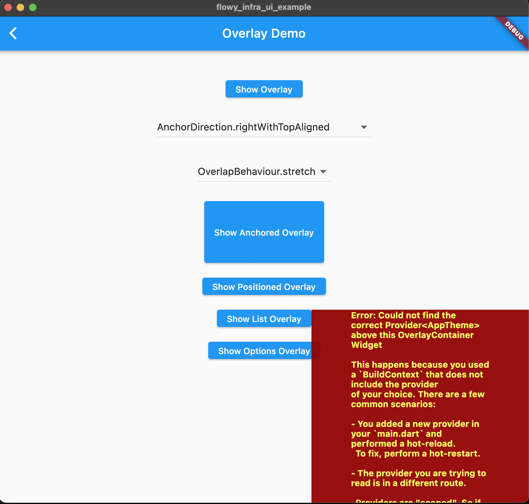 [Bug] Overlay demo example app has `ProviderNotFoundException` error · Issue #741 · AppFlowy-IO ...