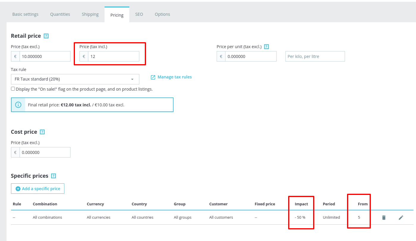 BO - Order page - Add a product - Specific price is not applied when From quantity > 1 · Issue ...