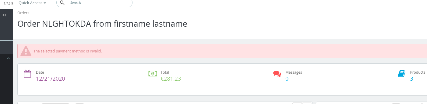 BO - Order page - Unclear alert when adding a payment with invalid payment method · Issue #22587 ...