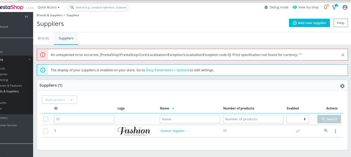 [Autoupgrade] - Cannot view suppliers after an upgrade from PS16 to PS177 · Issue #23278 ...