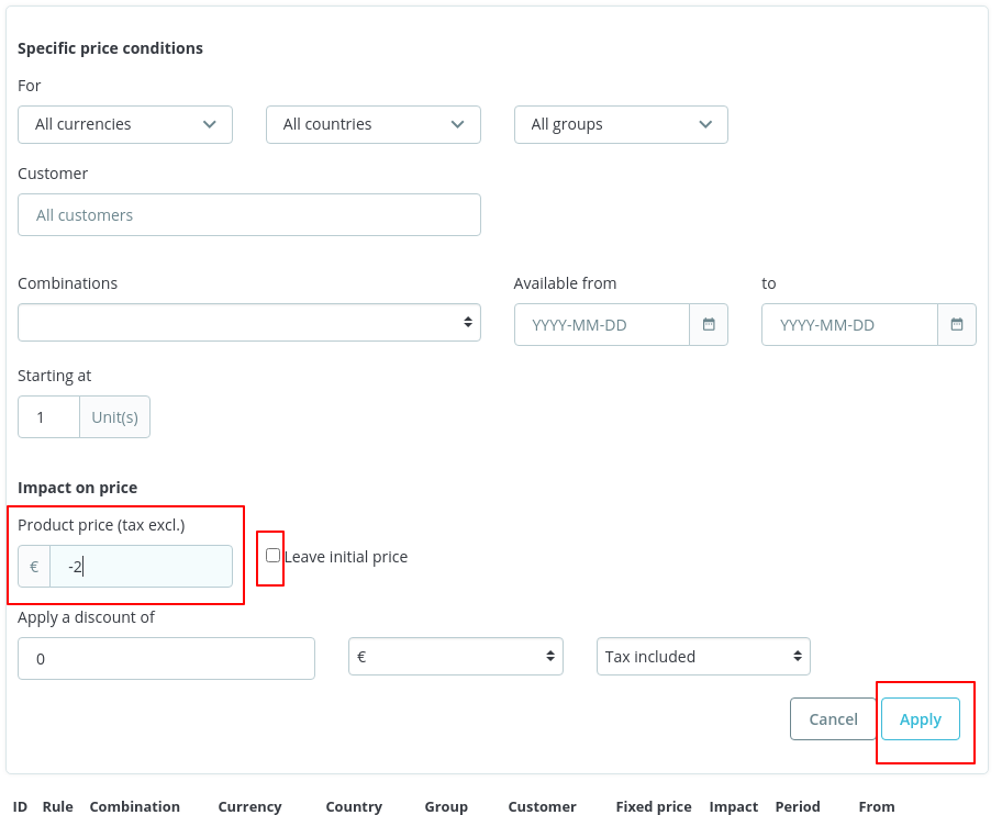 [swedish language] BO - Product page - Negative specific price cannot be saved with an exception ...