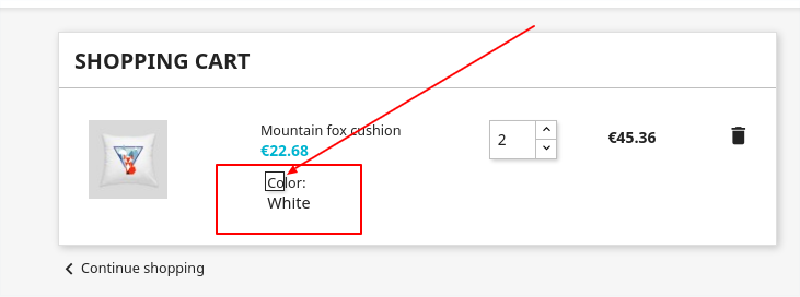 FO - Shopping cart page & shopping cart-modal - A product with Color ...