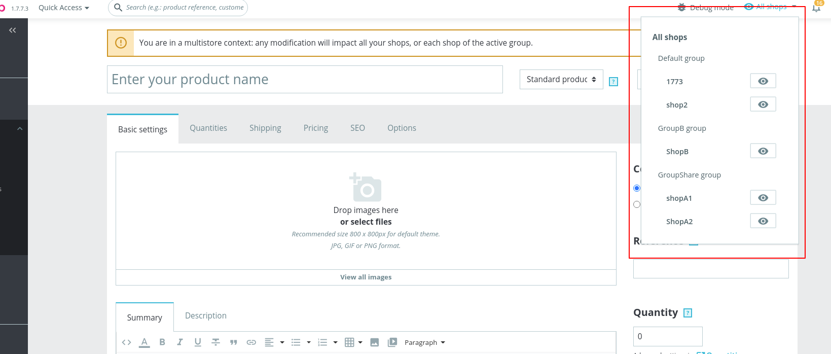 BO - Products page - Multistore header not displayed on Product Add ...