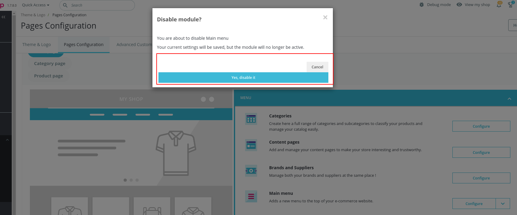 BO - Design - Theme Customization - Page configuration - A front-end ...