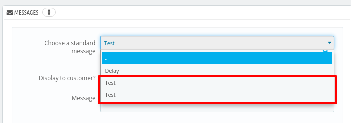 BO - Orders - Order message - Order message with the same title is not displayed in the "order ...