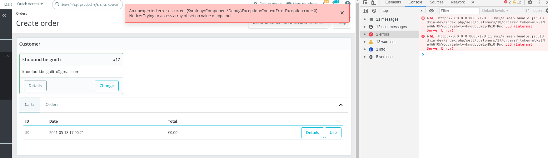 BO - Add new Order page - An error is displayed when creating an order with a pack & total =0 ...