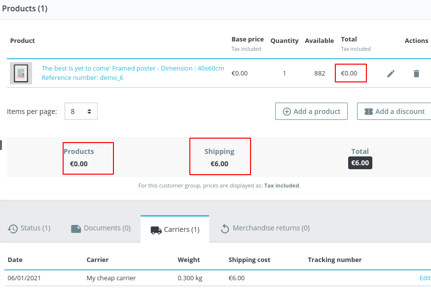 BO - Orders page - Cannot add free shipping discount when Total products = 0 · Issue #24753 ...