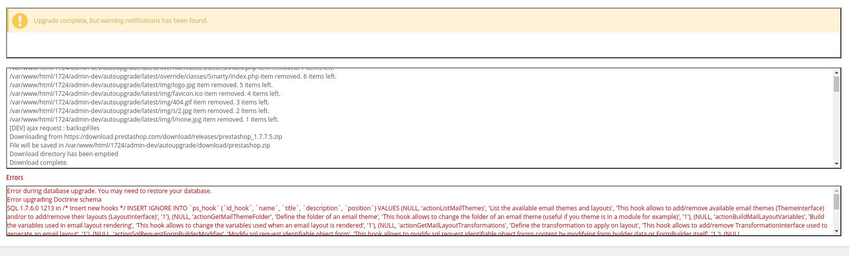 Autoupgrade - an issue detected after an upgrade from PS1.7.2.4 to PS1.7.7.0beta1 · Issue #20332 ...