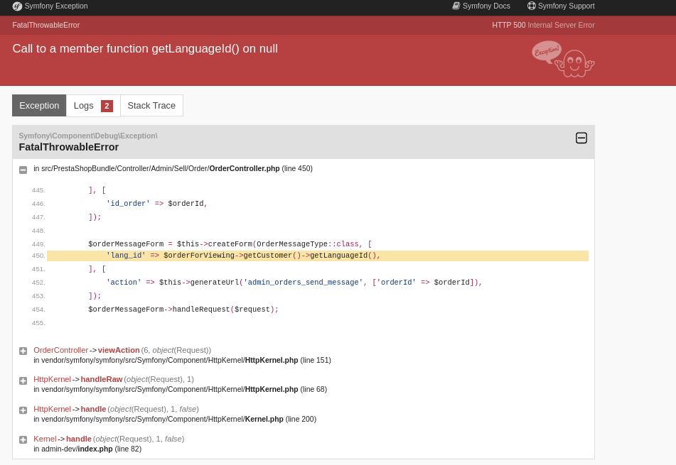 BO - Orders page - an exception is displayed when deleting a customer or a guest · Issue #25319 ...