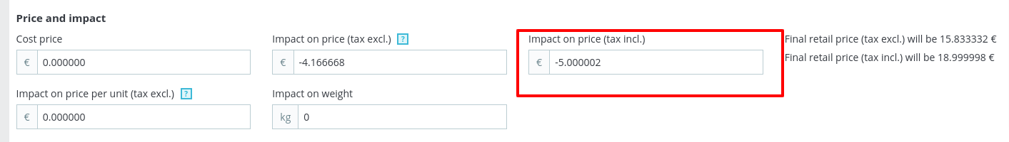 BO - Product combination price (the impact price -5 is converted) · Issue #25753 · PrestaShop ...
