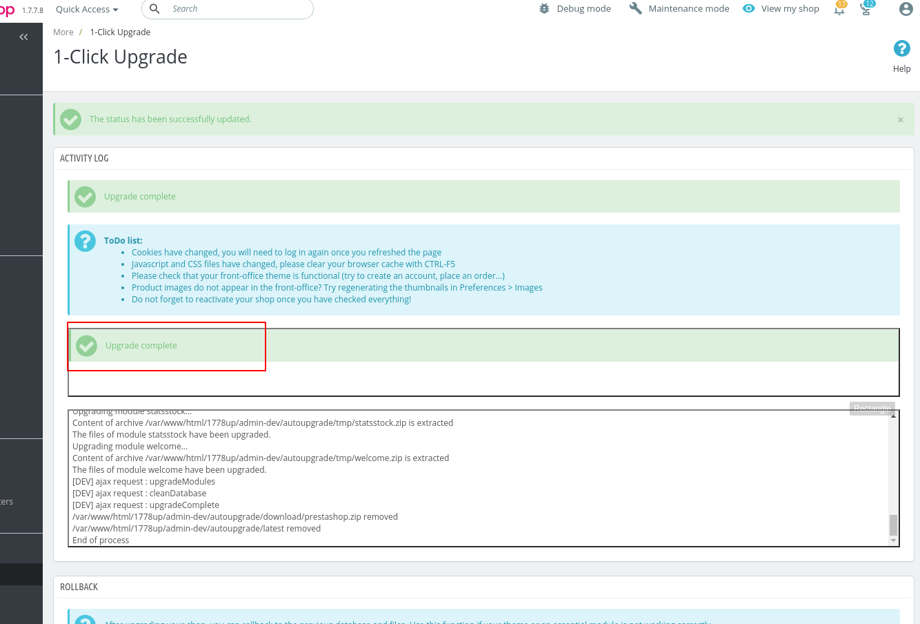 Upgrade issue from 1.7.7.8 to 1.7.8 · Issue #26230 · PrestaShop/PrestaShop · GitHub