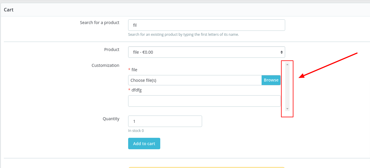 BO - Add new Order page - Incorrect scroll is displayed when we try to add a customized product ...