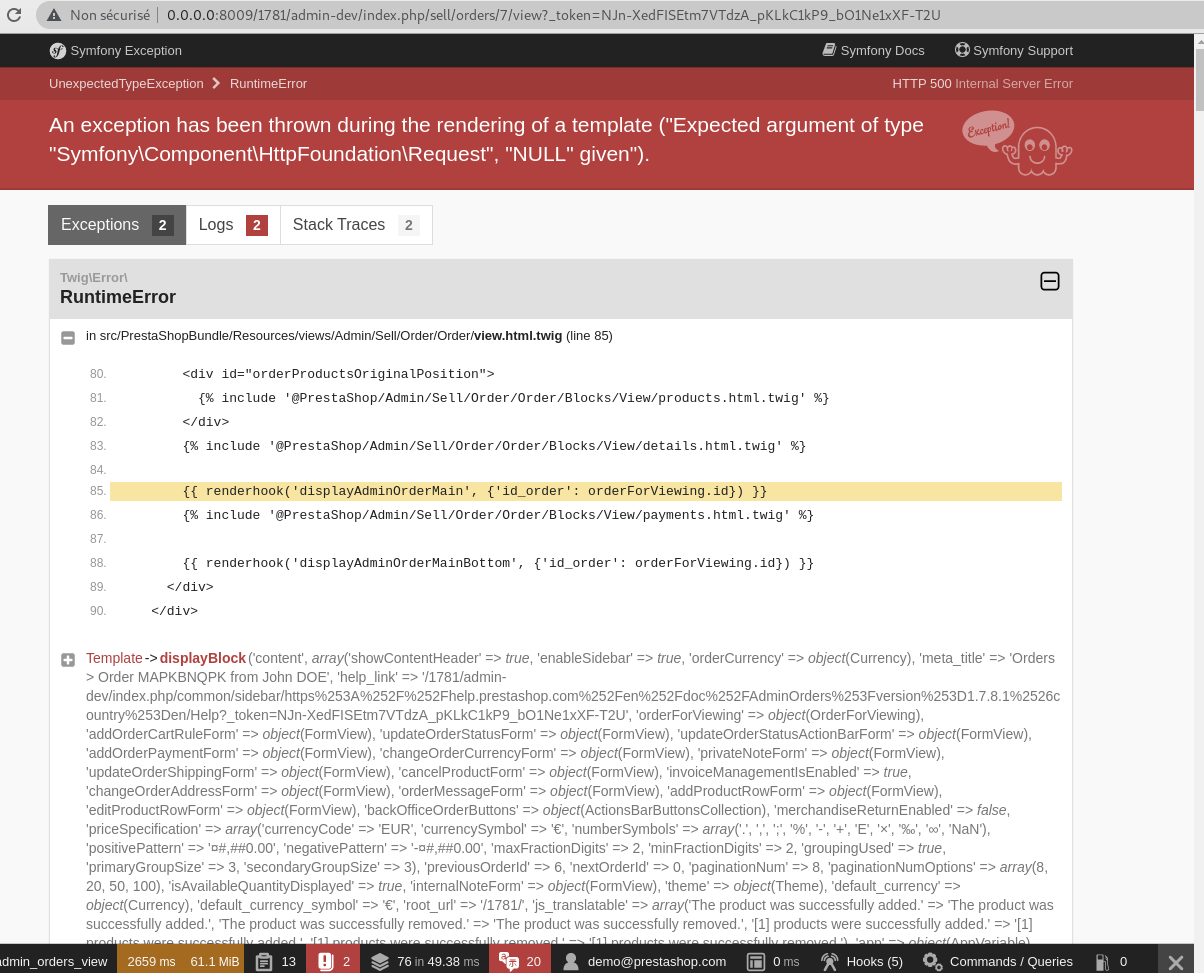 Using display hooks in order view produces error · Issue #26471 · PrestaShop/PrestaShop · GitHub