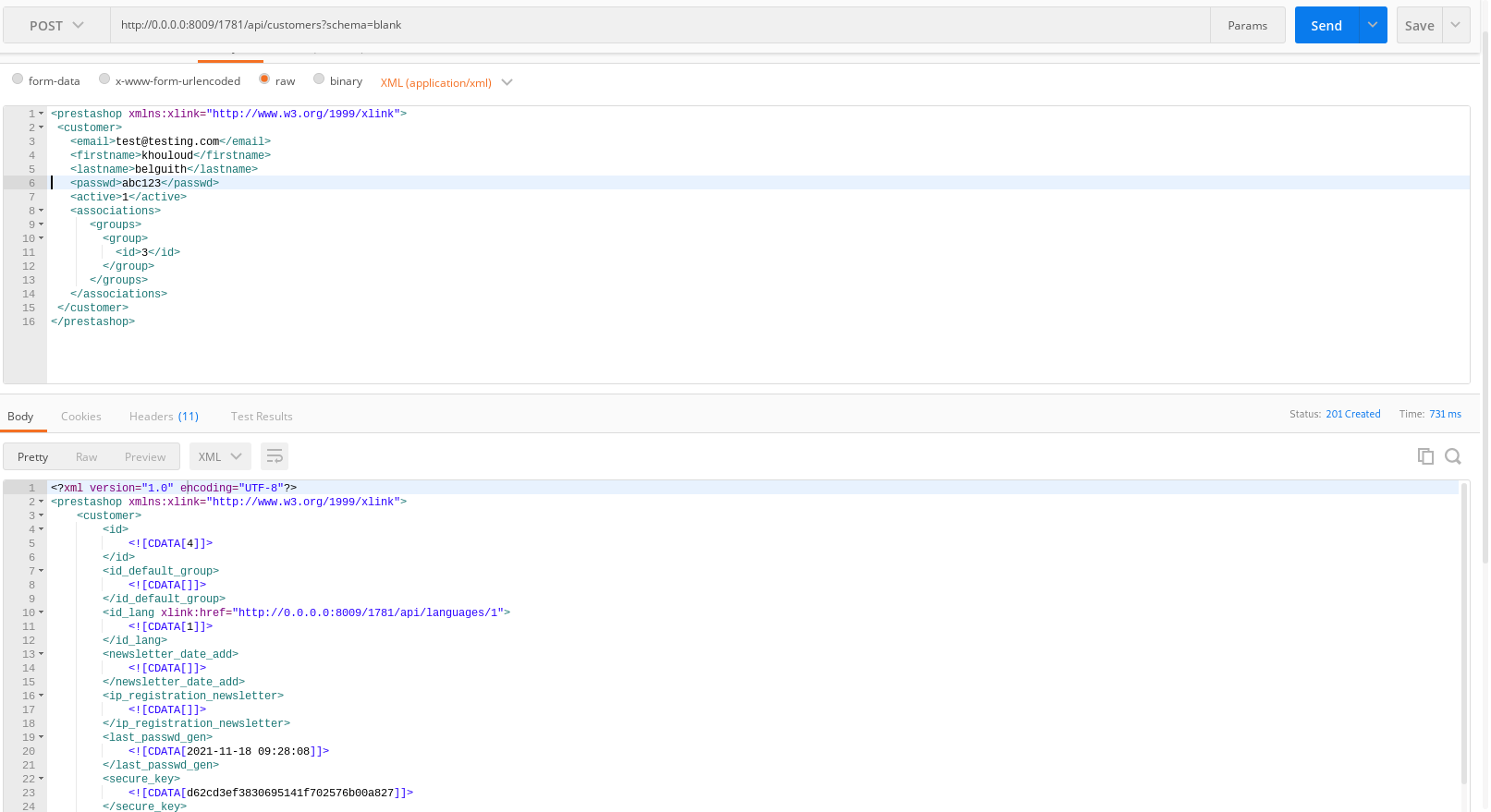 webservice customers - can't create new customers · Issue #26568 · PrestaShop/PrestaShop · GitHub