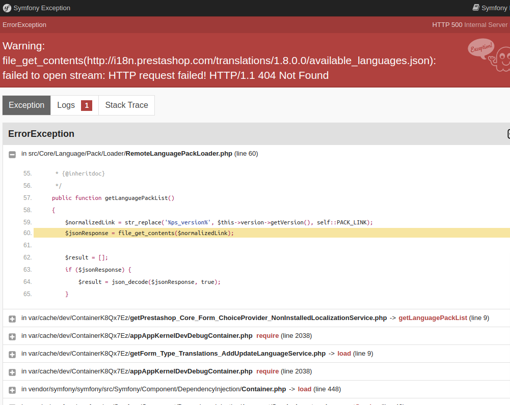BO - Translations page - an exception is displayed · Issue #26756 ...