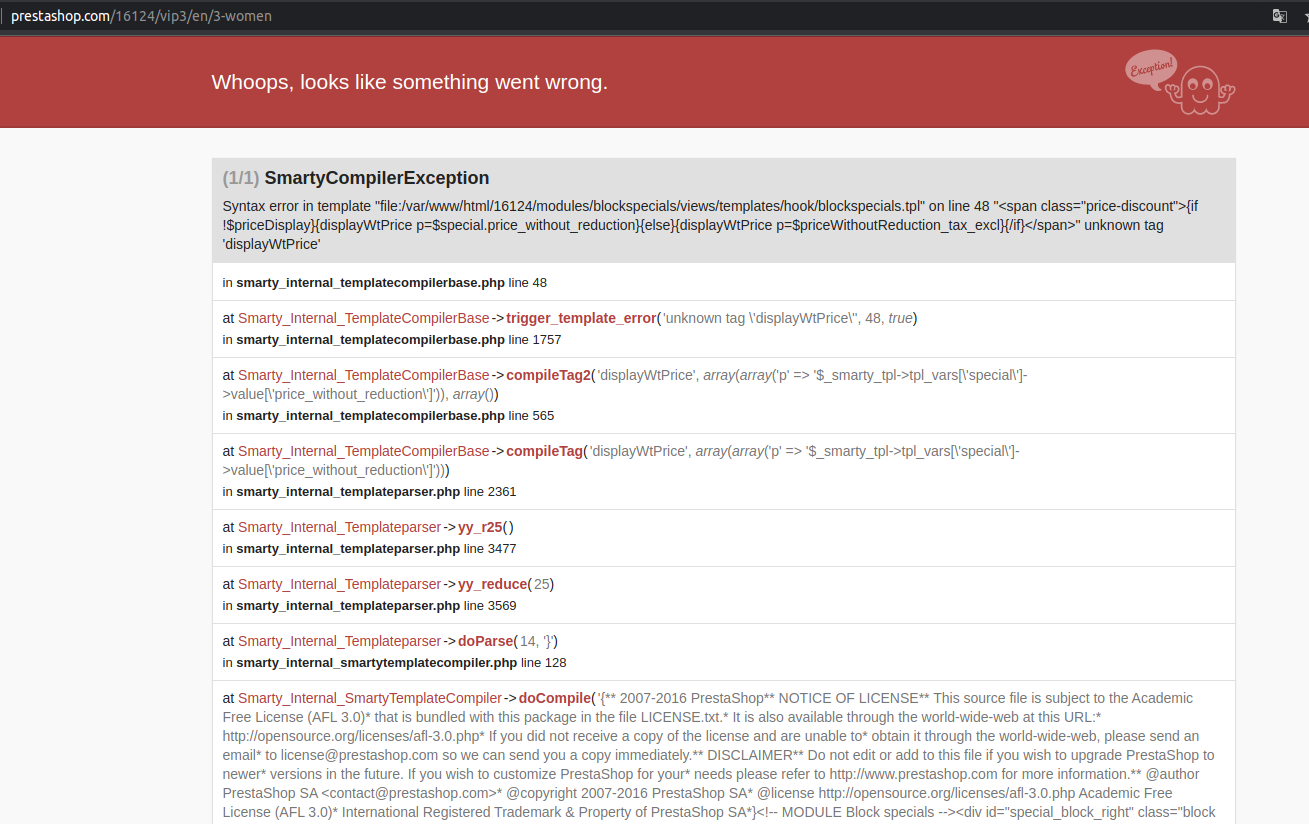 [Autoupgrade] - Multishop - an exception is displayed in the FO after an upgrae from PS16124 ...
