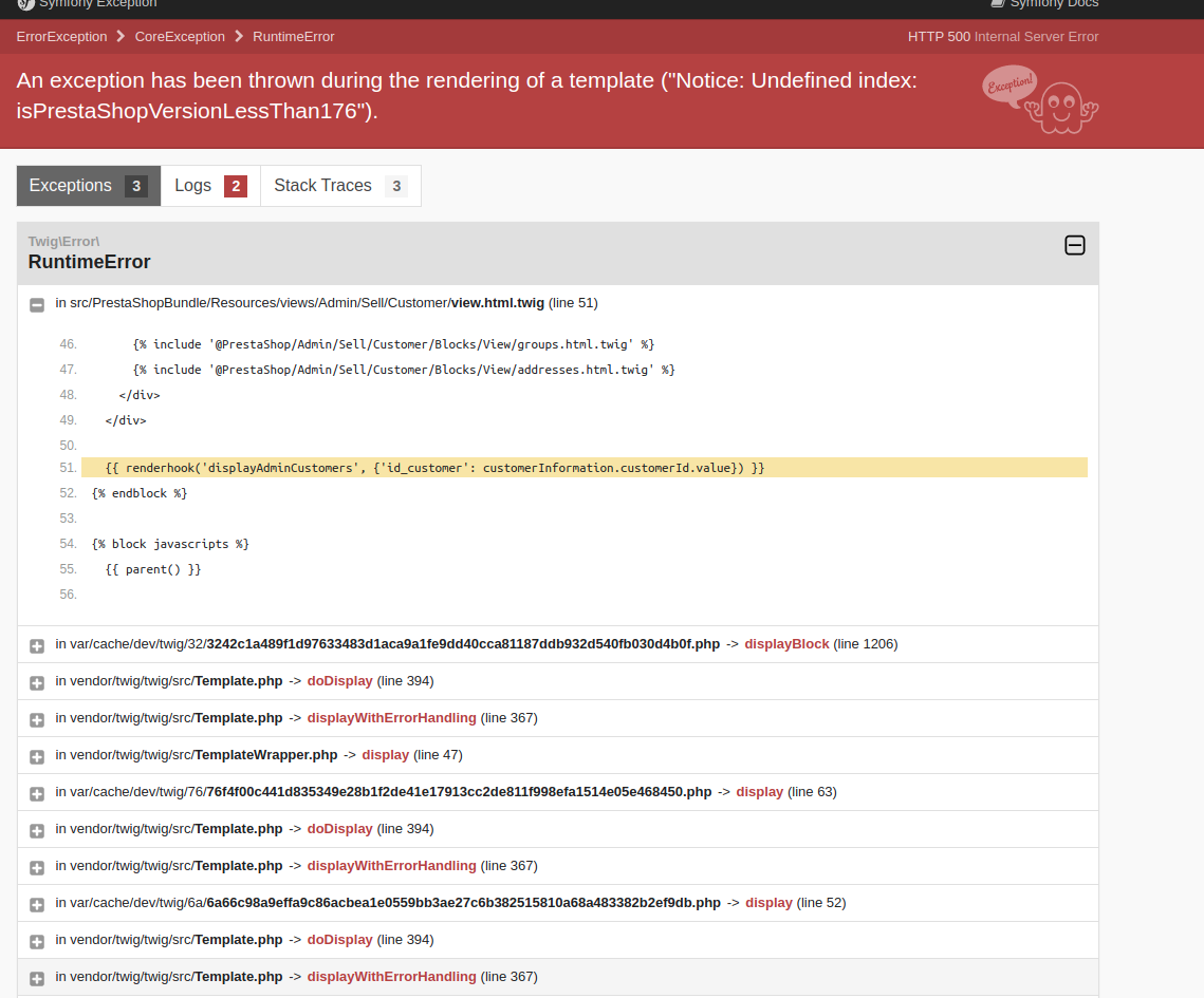BO - An exception is displayed in the BO > Customer view page · Issue #27119 · PrestaShop ...