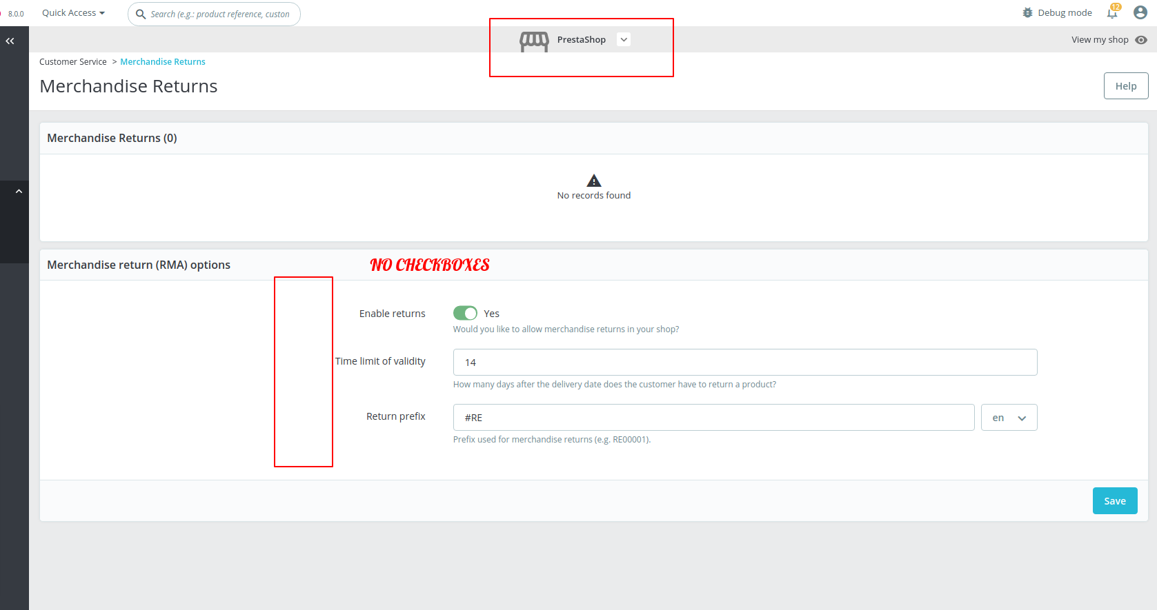 BO - Multistore - Merchandise Returns - The Multistore block & checkboxes are not displayed when ...