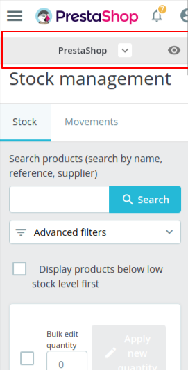 [Mobile] BO - Stocks page - The multistore header is NOK when using a mobile · Issue #27799 ...