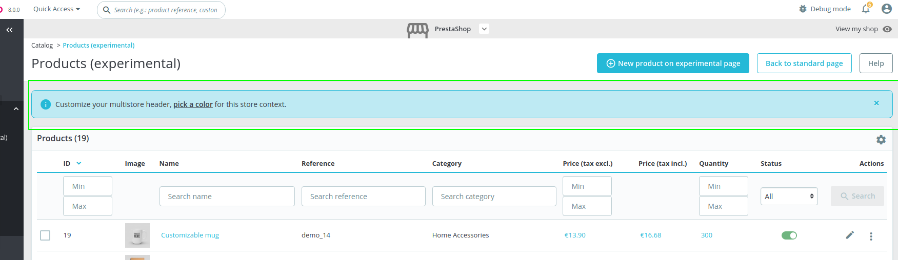 BO - Products - Wrong position of information message in multistore context · Issue #27908 ...