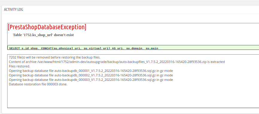 BO - An exception is displayed when doing a rollback · Issue #27948 · PrestaShop/PrestaShop · GitHub