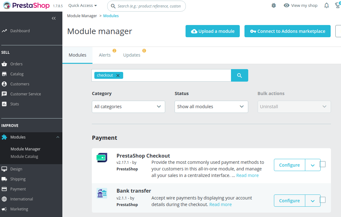 ERROR BO PRESTASHOP 1.7.8.1 AFTER INSTALL UPDATE LAST MODULE PRESTASHOP CHECKOUT · Issue #28109 ...