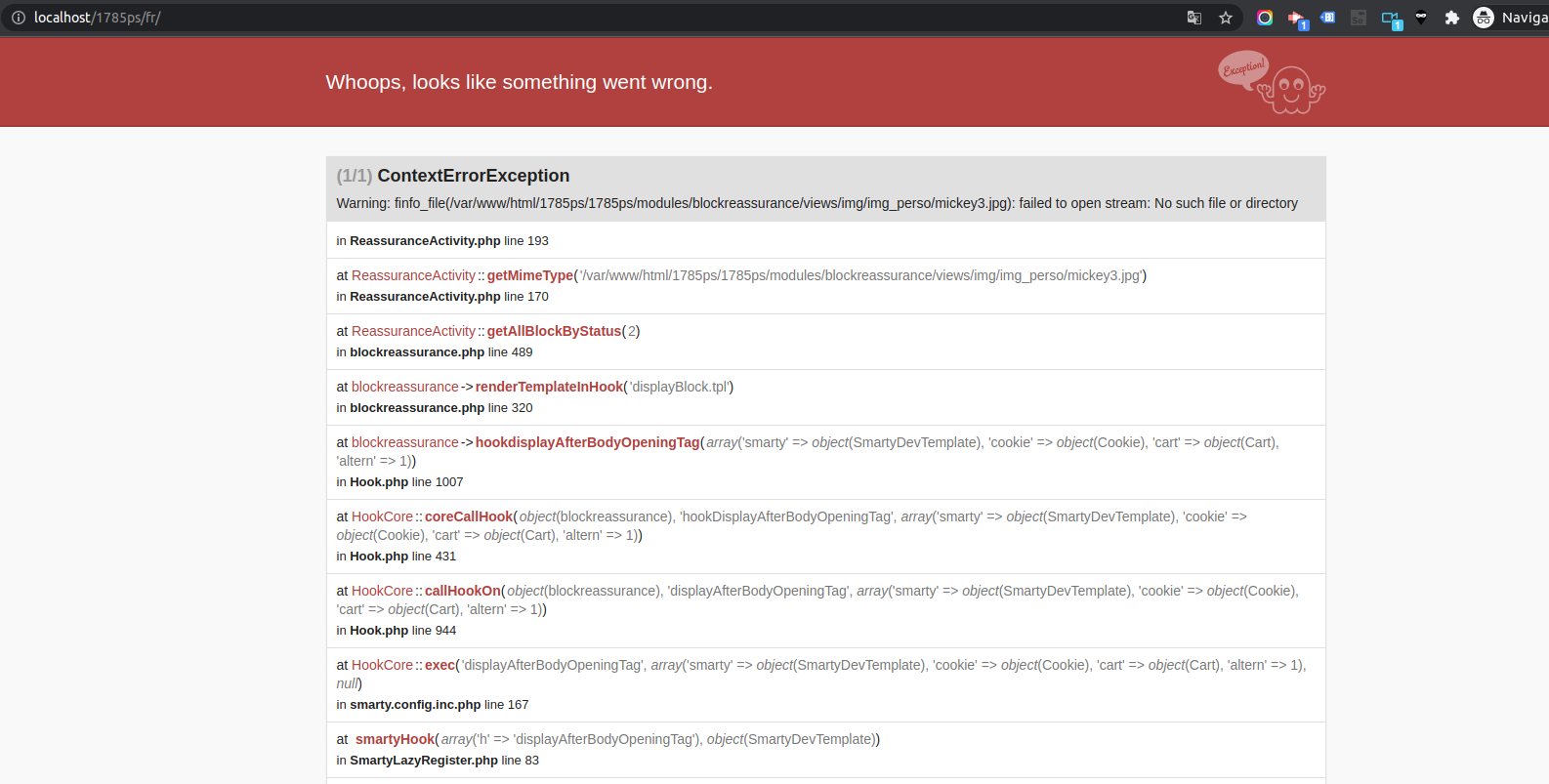 Blockreassurance - an exception is displayed in the product page after upgrading the module to ...