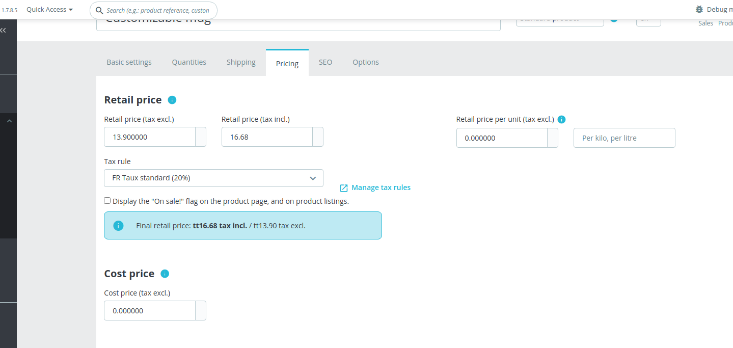 BO - Product page V2 & V1 - The alternative currency symbol is not displayed in the product V2 ...
