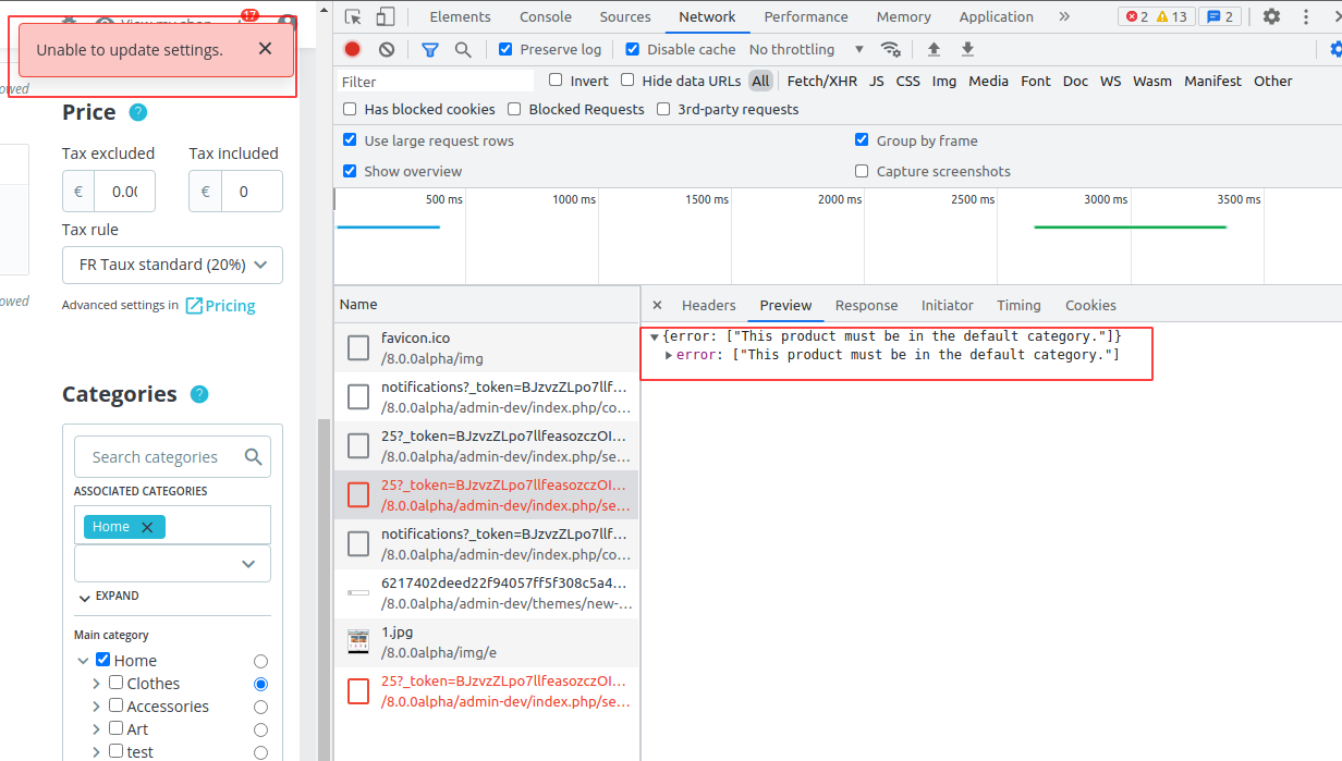 BO - Products V1 - Some issues related to the categories section ...