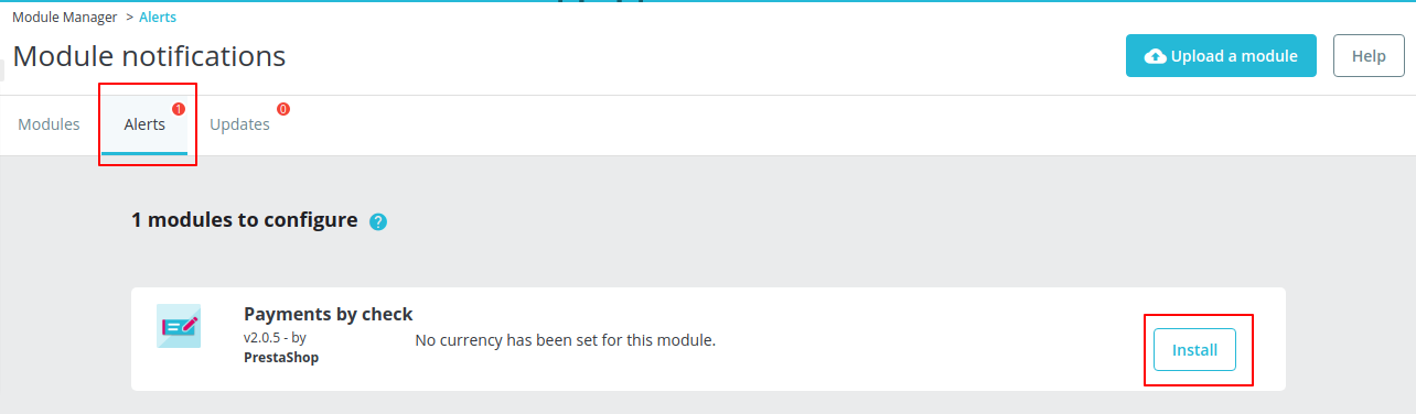 BO - Module manager - The module to configure is not removed from the alerts tab after ...