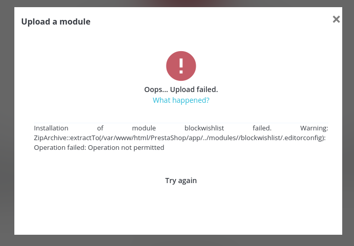 BO - An unclear error is displayed when upgrading a too large module using the zip · Issue ...
