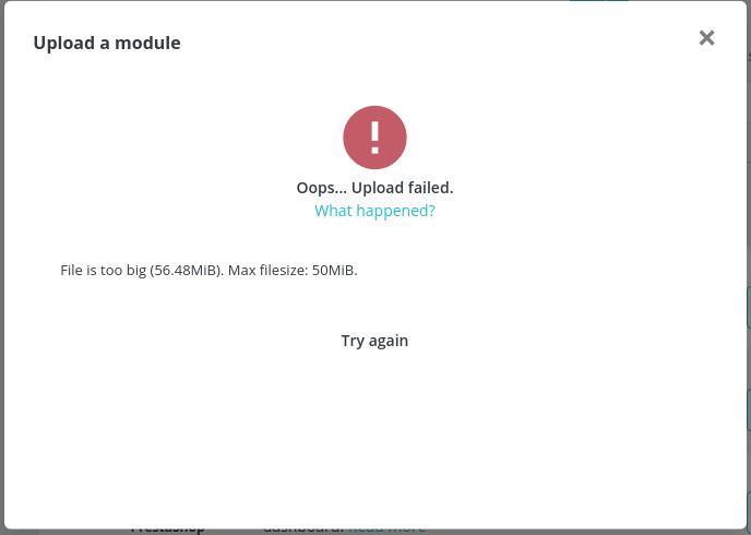 BO - An unclear error is displayed when upgrading a too large module using the zip · Issue ...