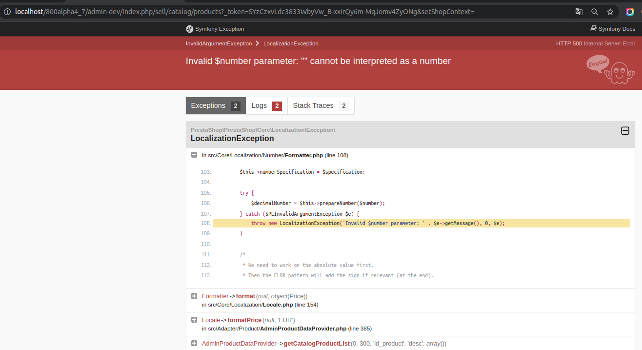 Product price 0,00 euro in FO and Invalid $number parameter: "" cannot be interpreted as a ...