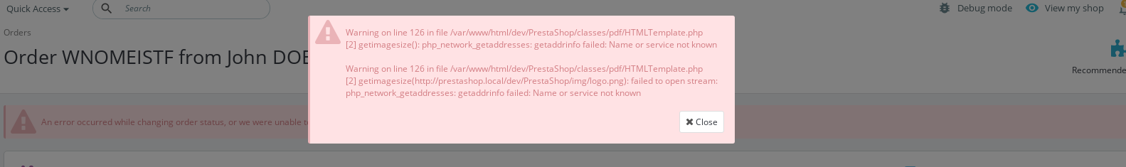 An error is displayed "getimagesize(): php_network_getaddresses" when ...