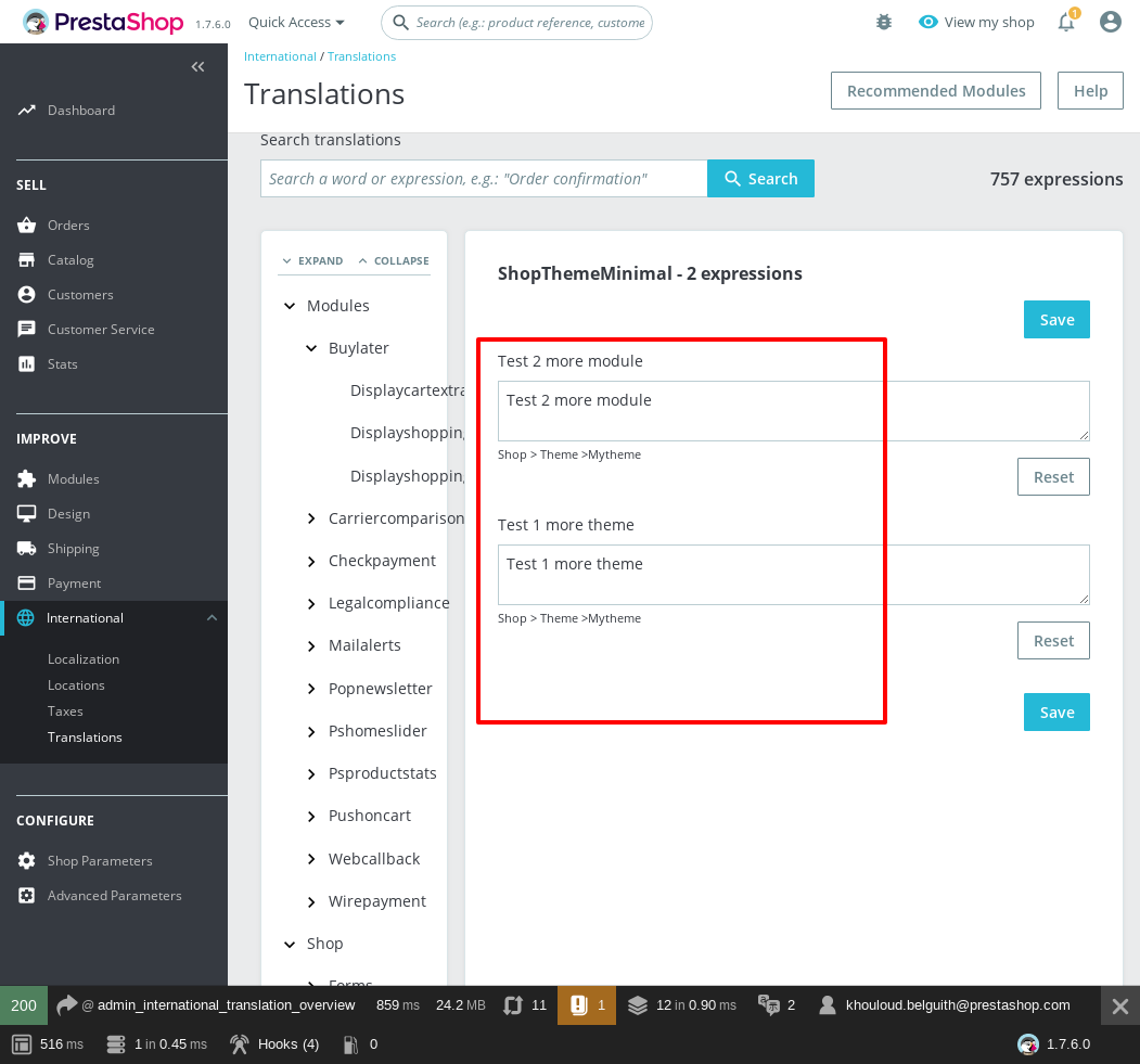 Can't translate new wording on override's modules in a template · Issue #10491 · PrestaShop ...