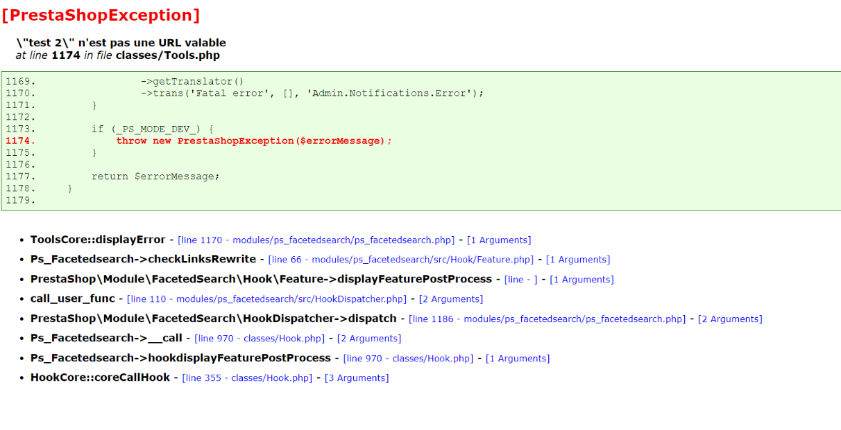 Exception is displayed when the URL is invalid - ps_facetedesarch · Issue #15475 · PrestaShop ...