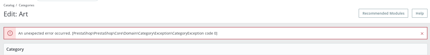 Error message when we create a new category with invalid Friendly URL ...